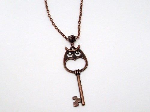 Owl Heart Necklace with Crystal Eyes in Antiqued Copper | TC Jewelry ...